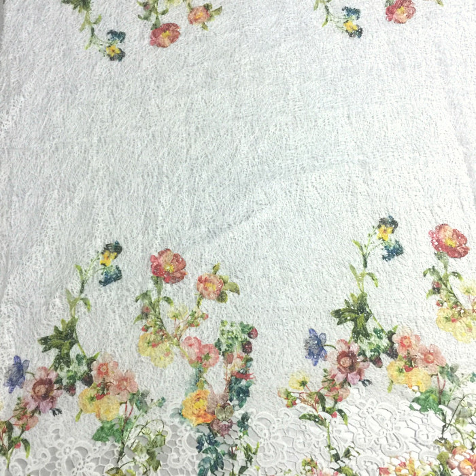 1 Meter 120cm 47 Wide White Bilateral Embroidered Hollow Printed Fabric ...