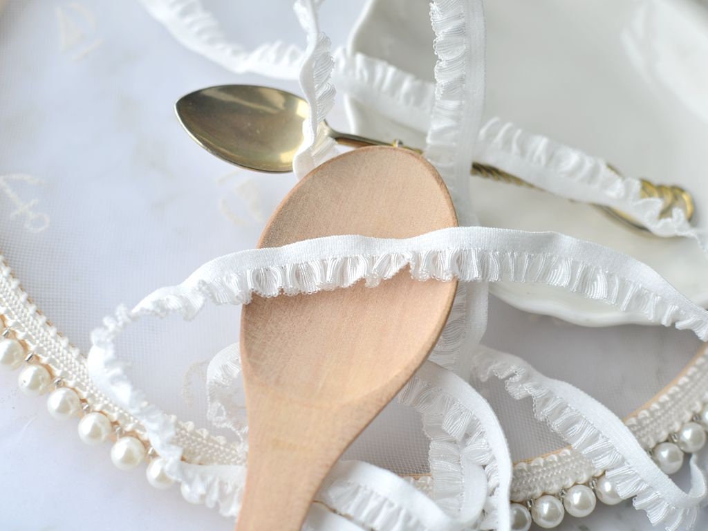 Ruffled Elastic Trims 15 Meters Ivory Stretchy Lace Trim | Etsy