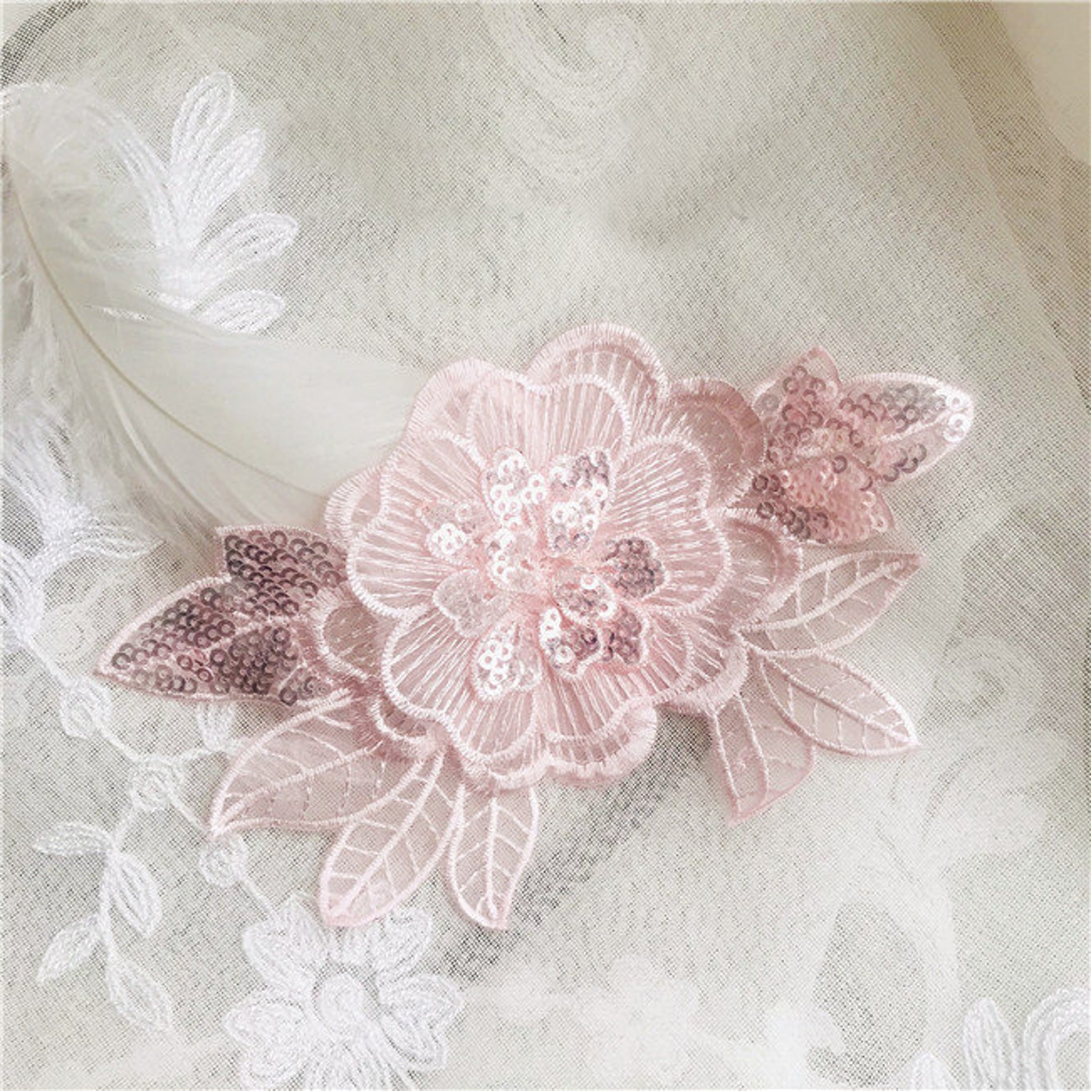 Appliques 5pcs Blue Ivory Purple Flower Floral Organza | Etsy