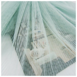 Blue Green Ruffle Pleated Mesh Fabric Crinkle Accordion Pleated Tulle ...