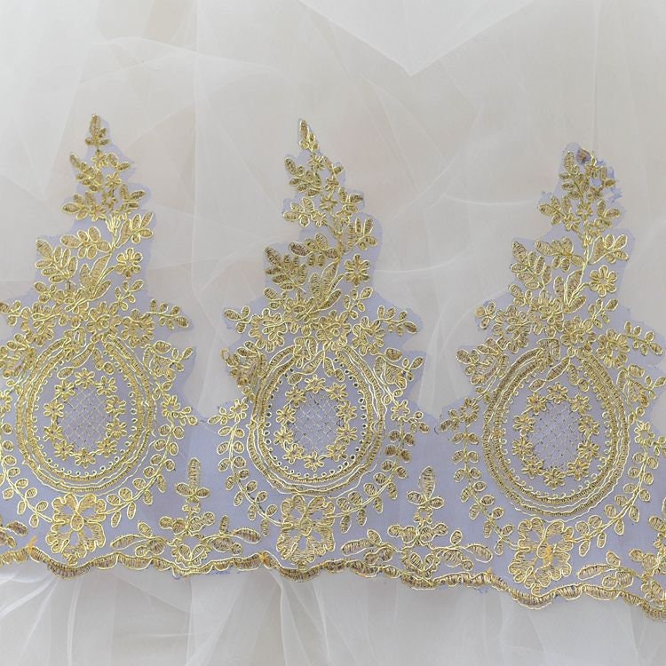 Gold Silver Lace Trim 3 Yard Multicolor Mesh Embroidery Ribbon | Etsy