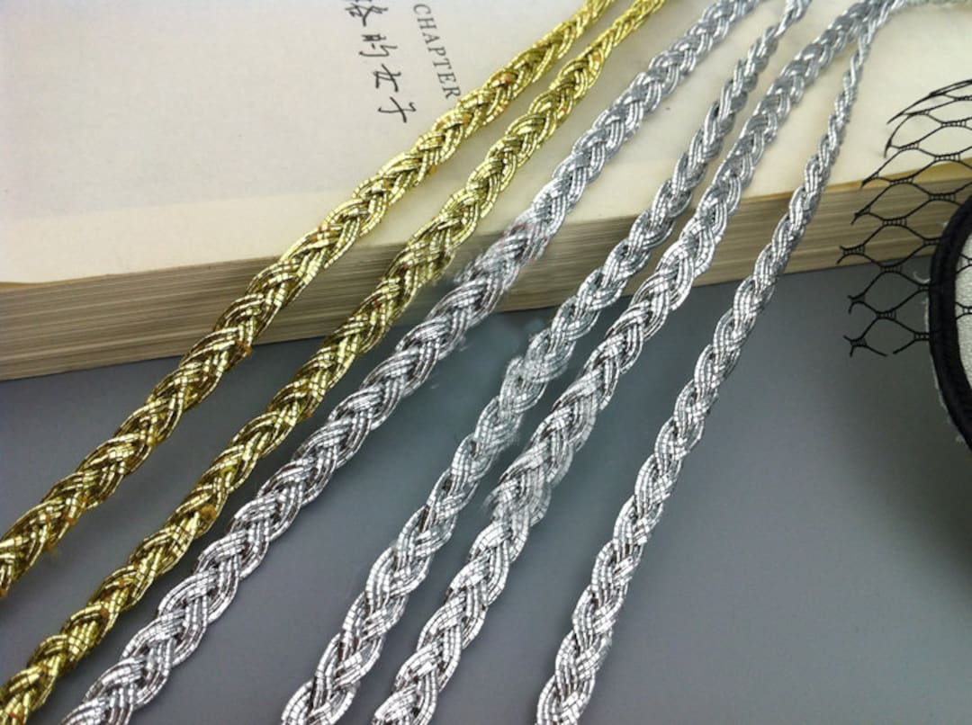 10 Yard 0.5cm 0.19"wide Gold Silver Braided Tapes Lace Trim Ribbon ...