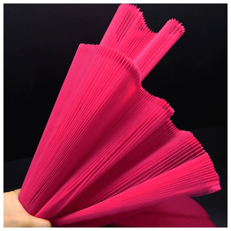 Rose Red Organ Pleated Hard Mesh Fabric Plisse Fabric Accordion ...
