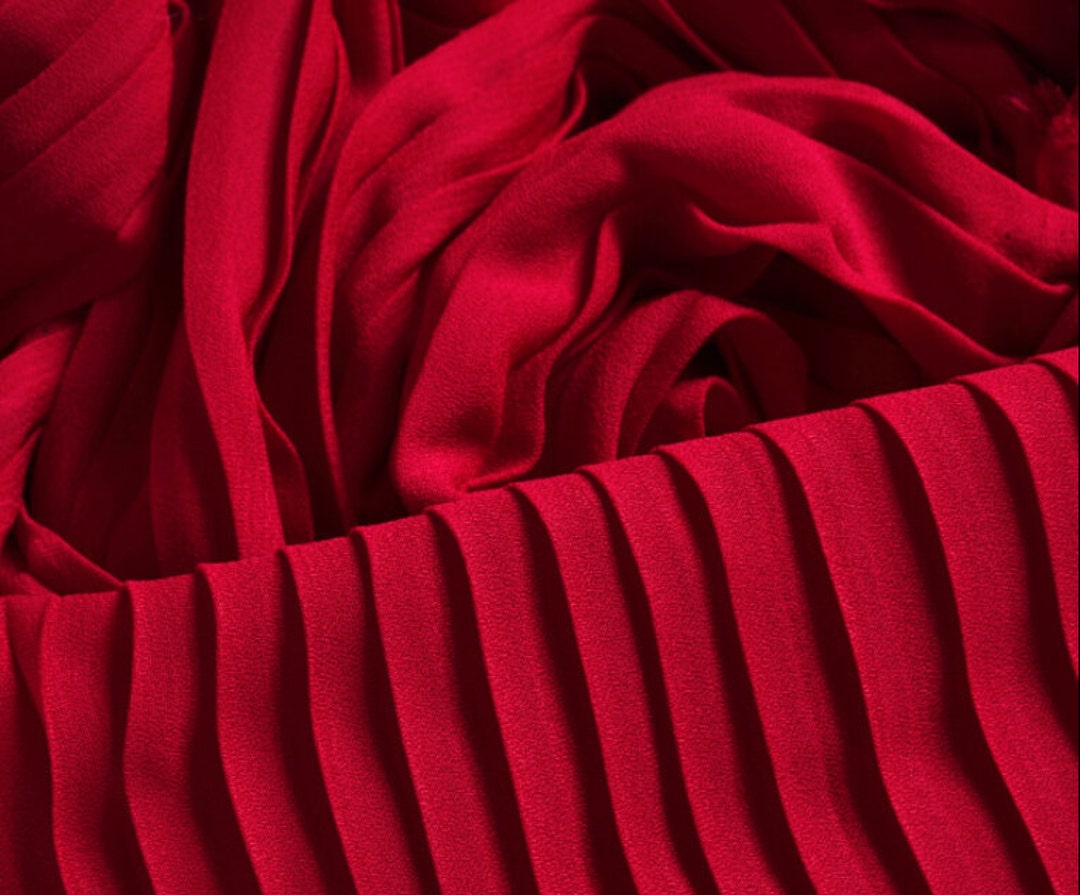 2 Meters 150cm 59" Width Red Crumple Accordion Pleated Chiffon Fabric ...