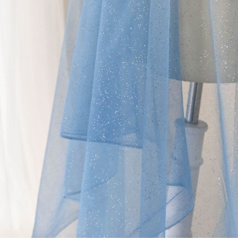 Tulle Fabric 1 Meters Light Blue Gradual Change Star Sky Gilding Powder ...