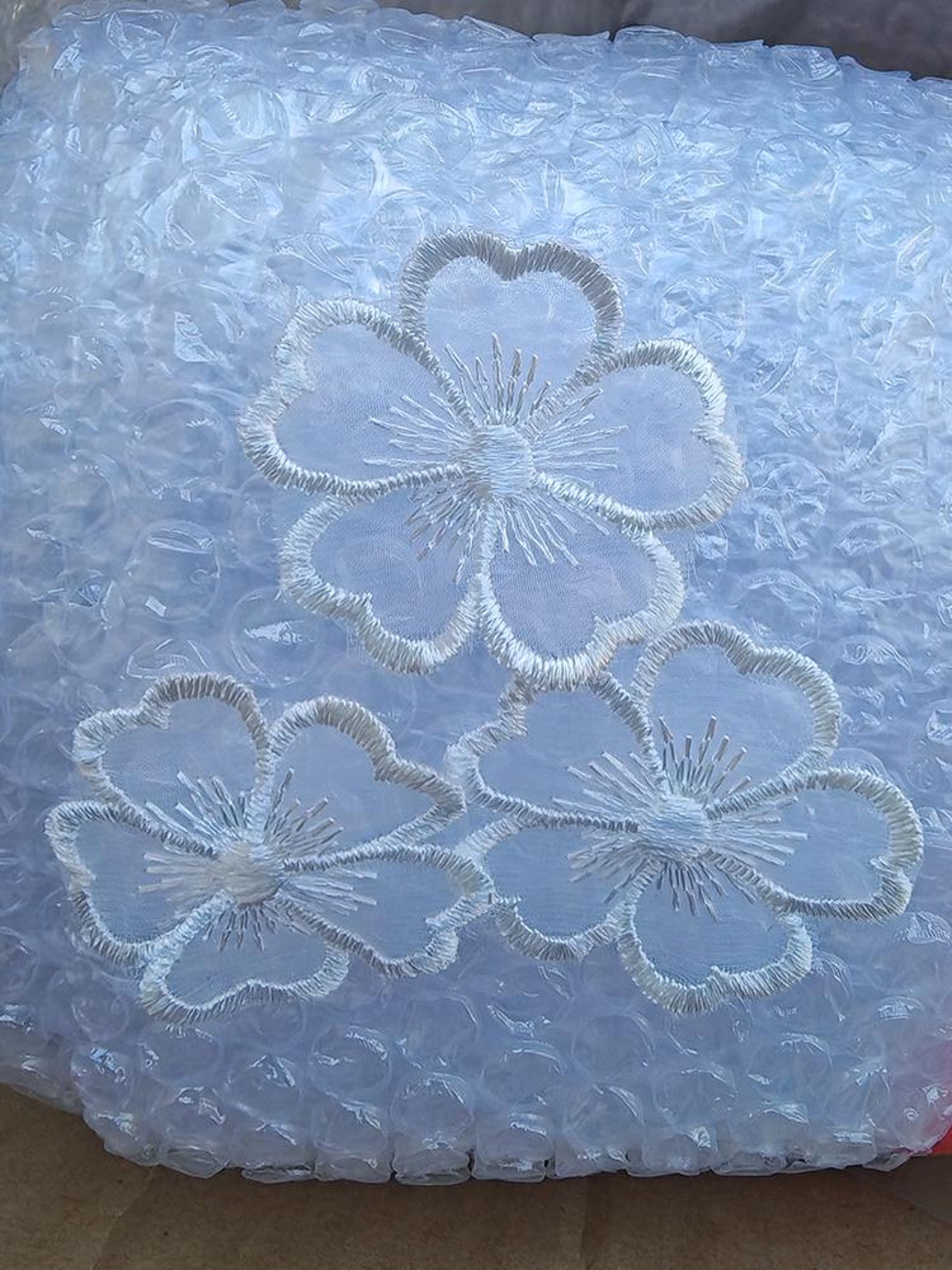 30pcs Pink Ivory 3D Floral Flower Organza Embroidery Lace Appliques ...