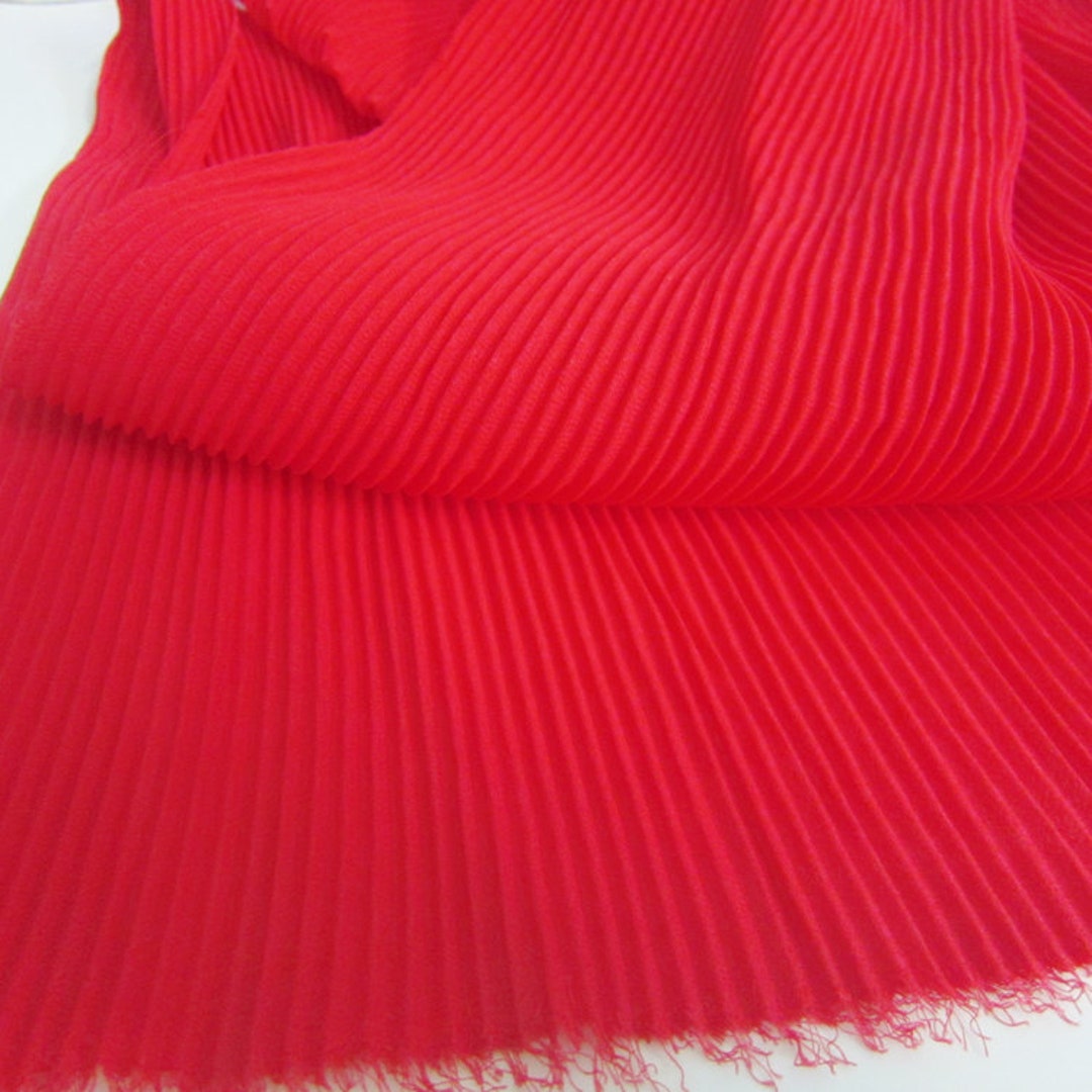 Red Pleated Chiffon Fabric Crushed Cloth Dress Clothes Materials Sewing ...