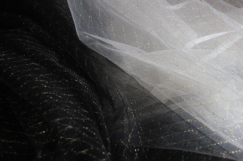 Lace Fabric 2 Yard Ivory Black Transparent Mesh Tulle Gauze Gold ...