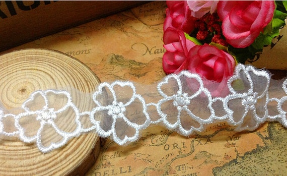 20 Yard 2.5cm 0.98 Wide White Mesh Embroidery Lace Trim | Etsy