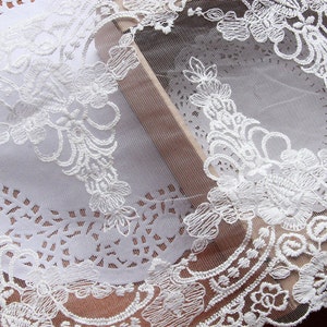 5 Yard 23cm 9.05" Wide Ivory Wedding Mesh Embroidery Lace Trim Ribbon ...