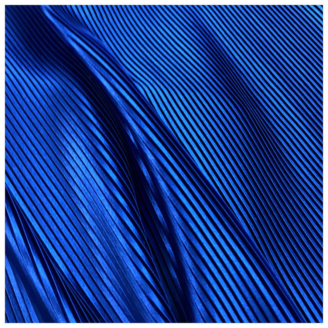 2 Meters Royal Blue Pleated Fabric Fine Stripe Accordion Faux Silk ...