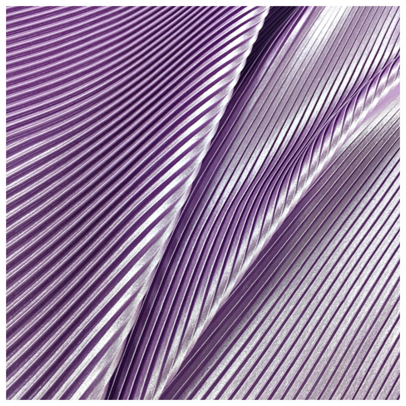 2 Meters 150cm 59.05" Width Light Purple Fine Stripe Crumple Accordion ...