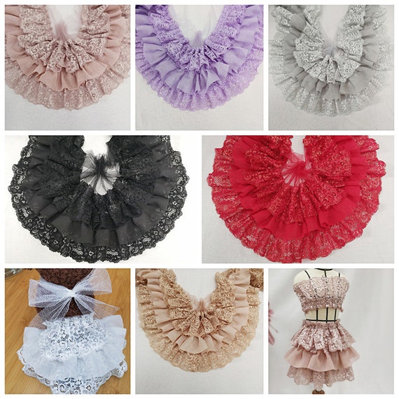 Ruffled Sewing Trims 3 Yards Three Layers Chiffon Lace Fabric - Etsy