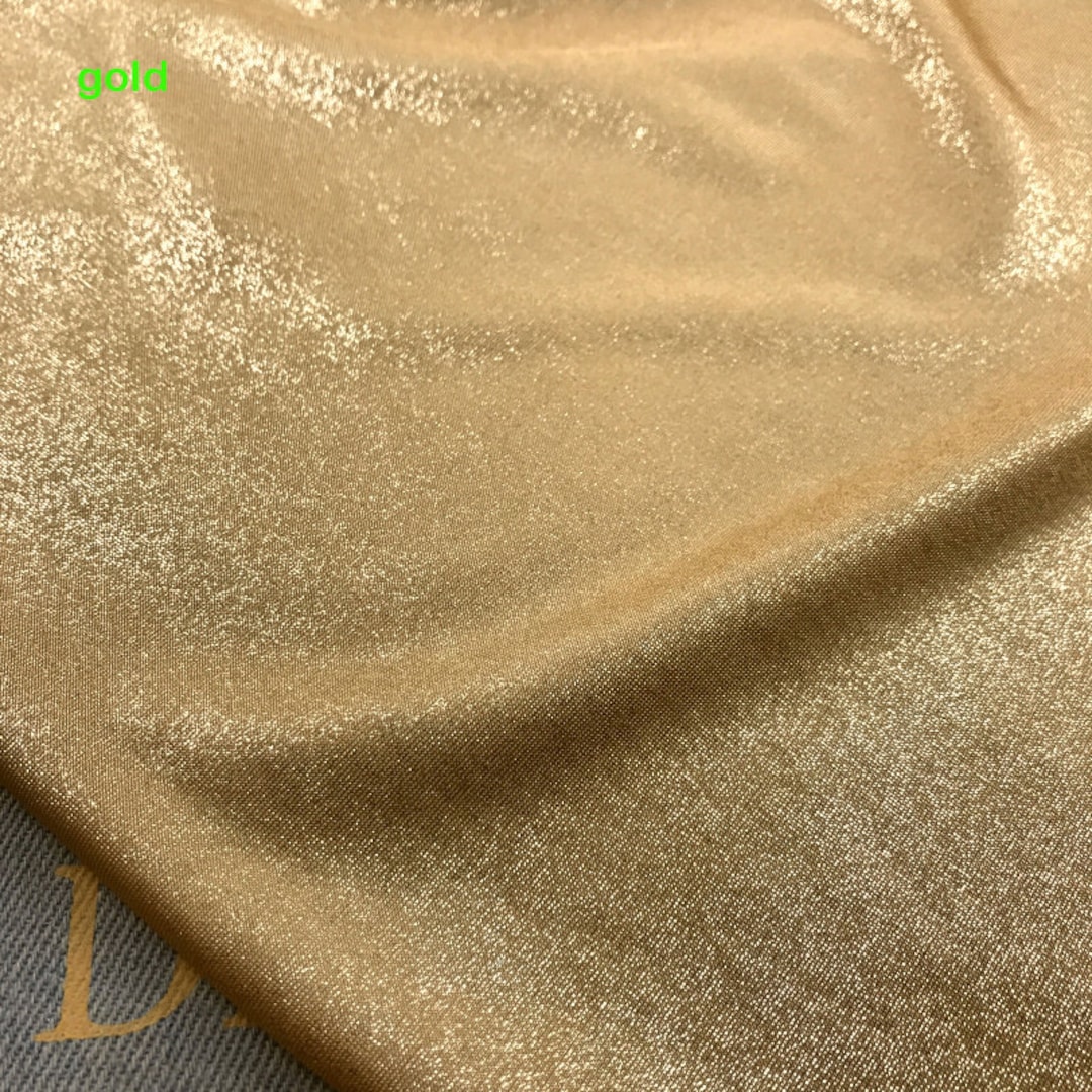 Gold Elastic Fabric 1 Meter Shiny Stretch Fabric Glittery Metallic ...