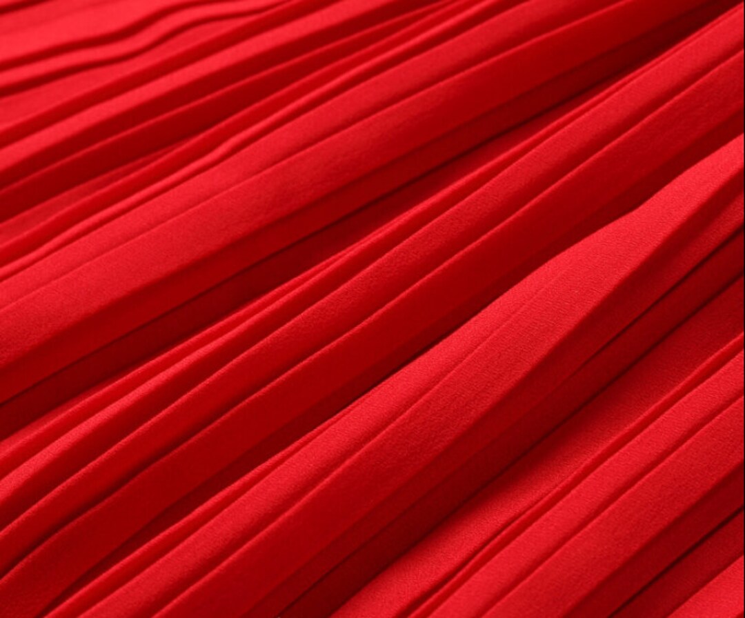 2 Meters 150cm 59" Width Red Pleated Chiffon Fabric Pearl Yarn Fabric ...