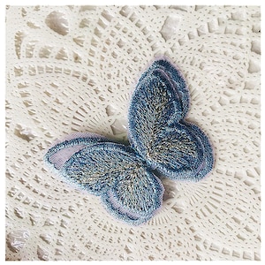 Butterfly Appliques 10 PCS Lake Blue Organza Embroidery Lace Patches ...