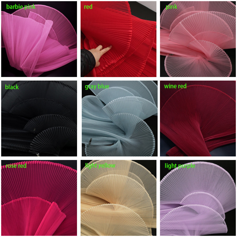 Wine Red Organ Pleated Hard Mesh Fabric Plisse Fabric Accordion ...