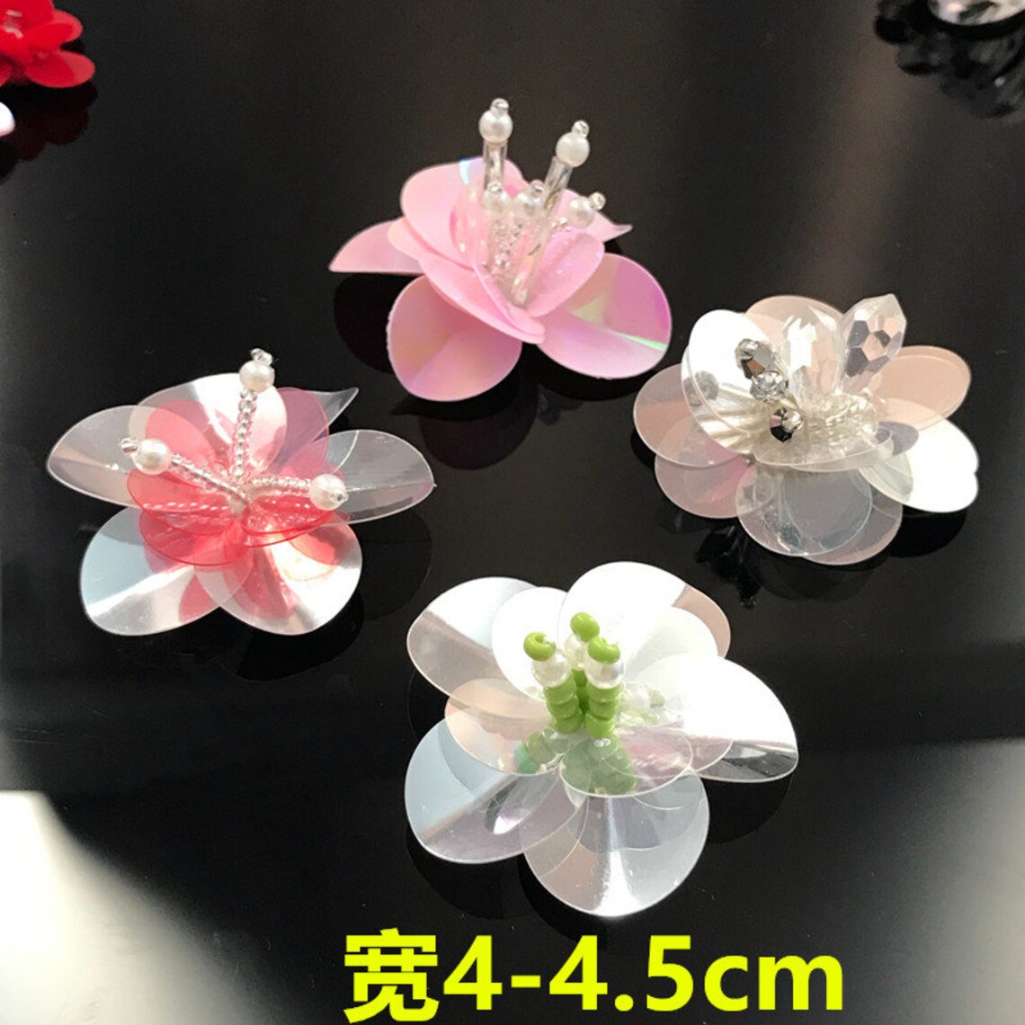 14-40pcs Rhinestones Sequins Beads Flower Foral Appliques - Etsy