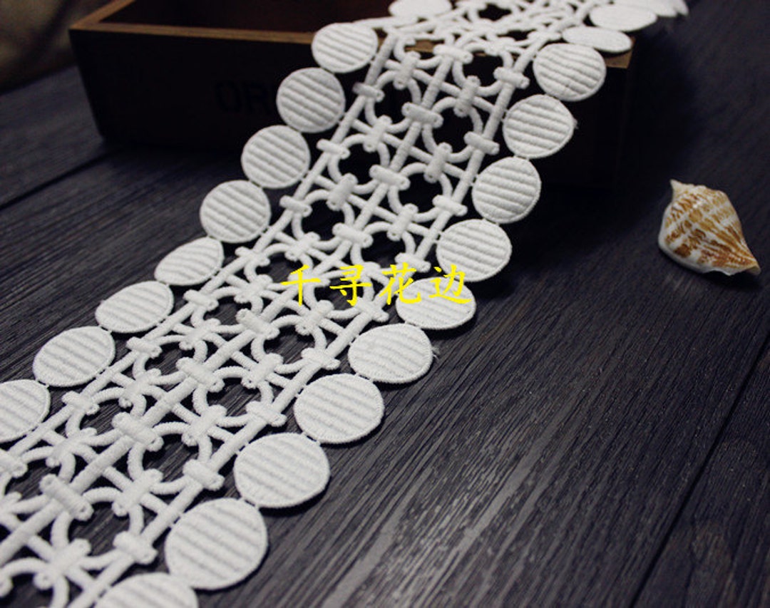 5 Yard 10.5cm 4.13 Wide Ivory Embroidery Tapes Lace Trim Ribbon 61038 ...