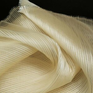 Light Yellow Pleated Organza Fabric Plisse Fabric Accordion Crimping ...