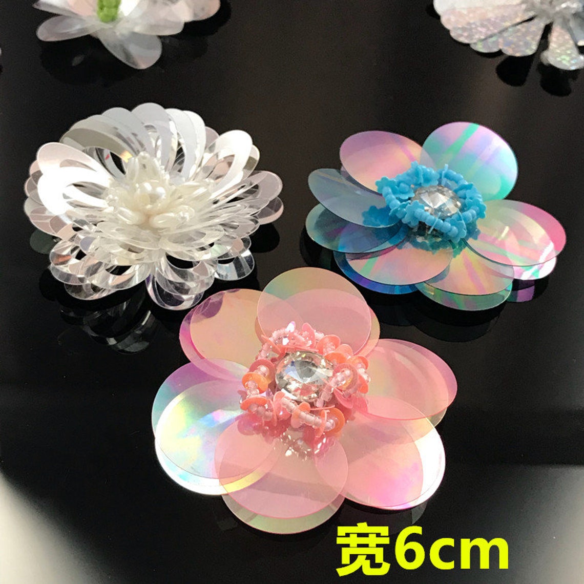 14-40pcs Rhinestones Sequins Beads Flower Foral Appliques - Etsy