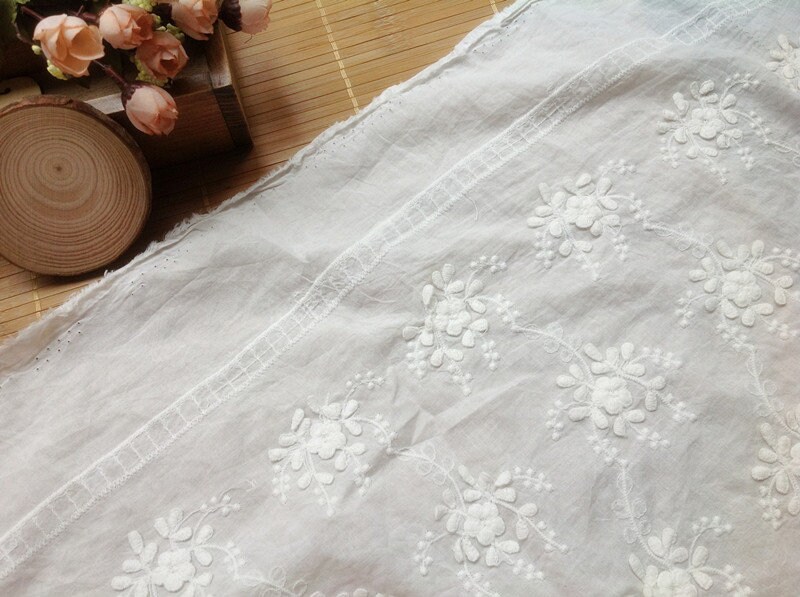 Cotton Fabric 1 Yard Ivory Apricot Embroidered Cloth Blouse - Etsy