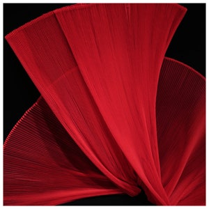 Red Organ Pleated Hard Mesh Fabric Plisse Fabric Accordion Crimping ...