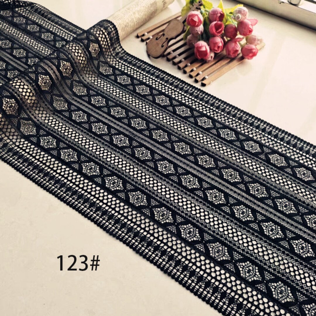 Elastic Trims 5 Meters Black Stretchy Lace Trim Ribbon Fabric Bra ...