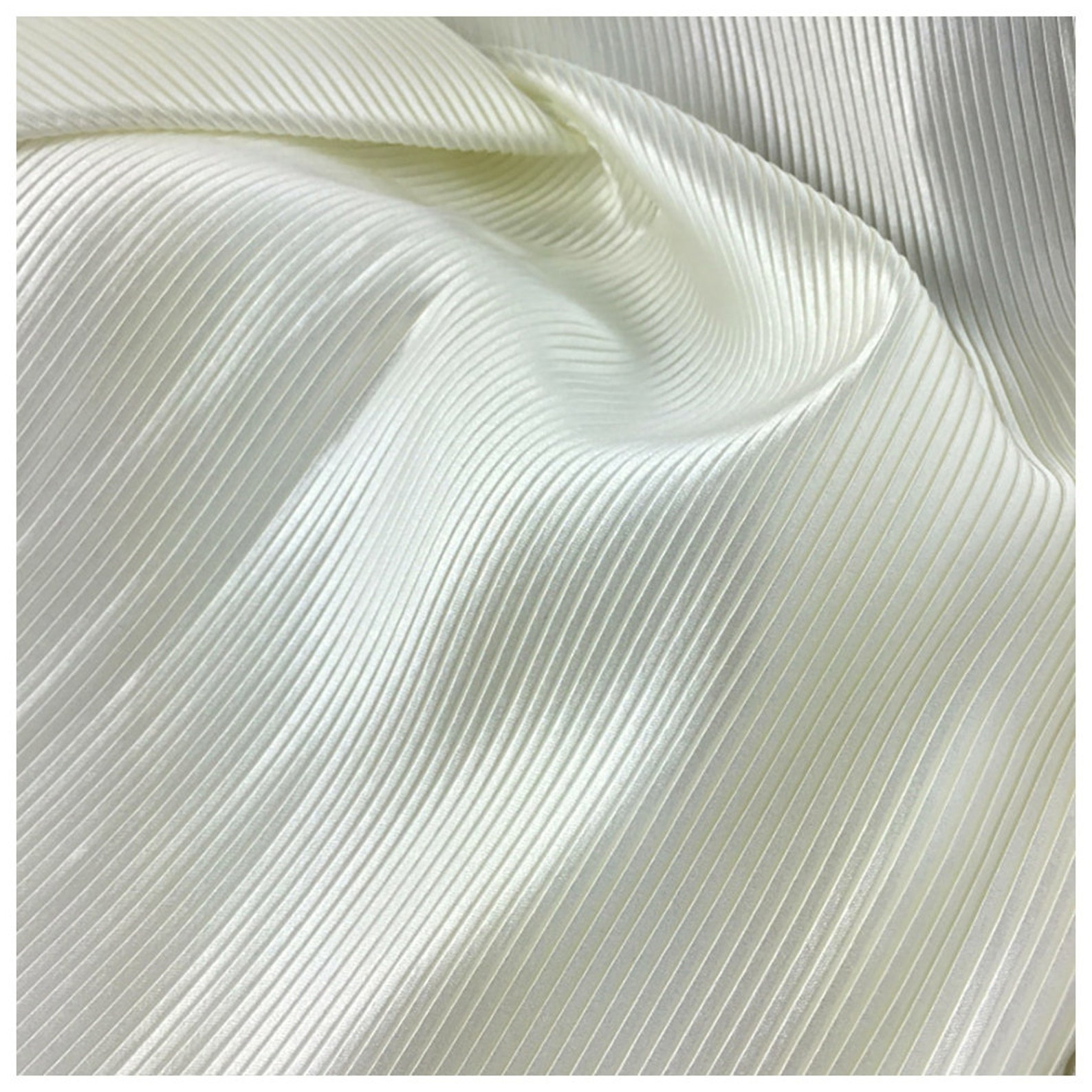 2 Meters 150cm 59.05" Width Ivory Fine Stripe Crumple Accordion Pleated ...