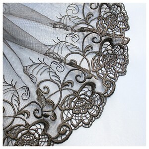 Black Lace Trims 5 Meter Gauze Mesh Tulle Flower Embroidery Lace ...