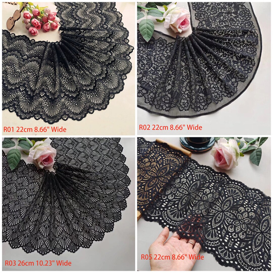 Elastic Trims 5 Meters Black Stretchy Lace Trim Ribbon Fabric Bra ...