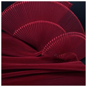 Wine Red Organ Pleated Hard Mesh Fabric Plisse Fabric Accordion ...