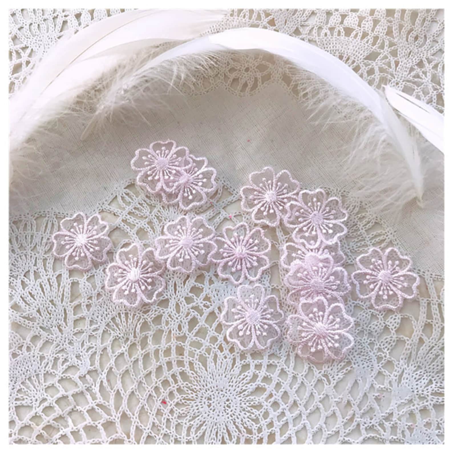 Flower Appliques 20pcs Pink Black Ivory Beige Gray Organza - Etsy