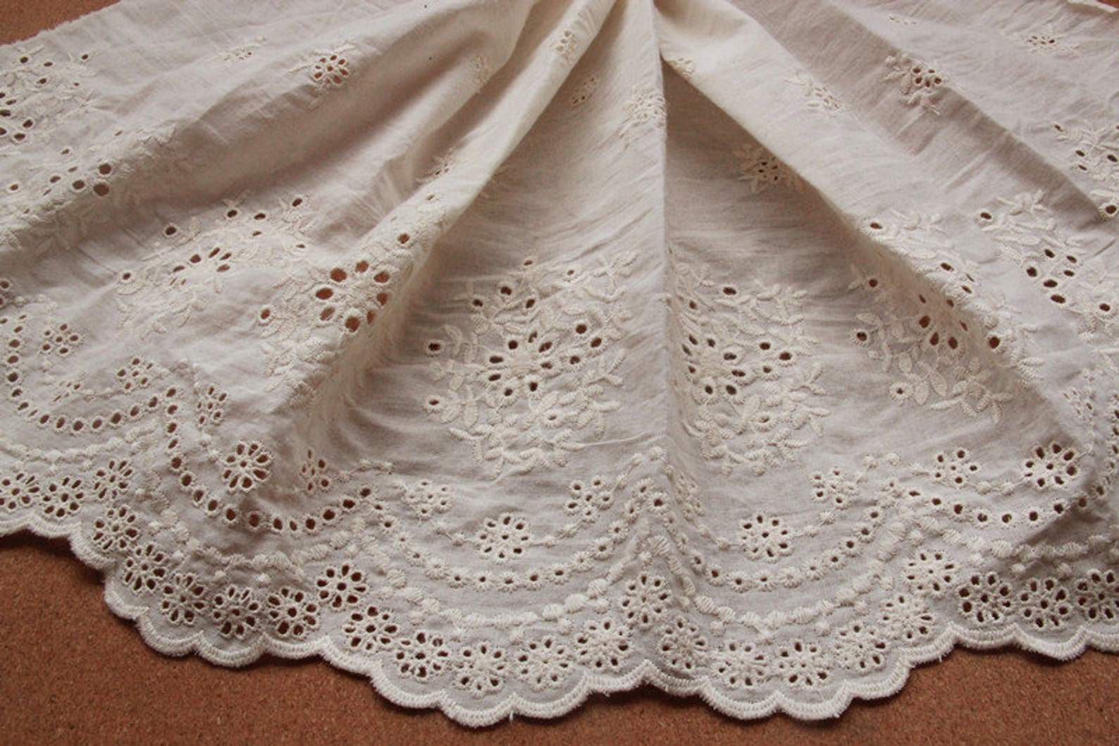 3 Yard 32cm 12.59 Wide Beige Cotton Fabric Embroidery - Etsy