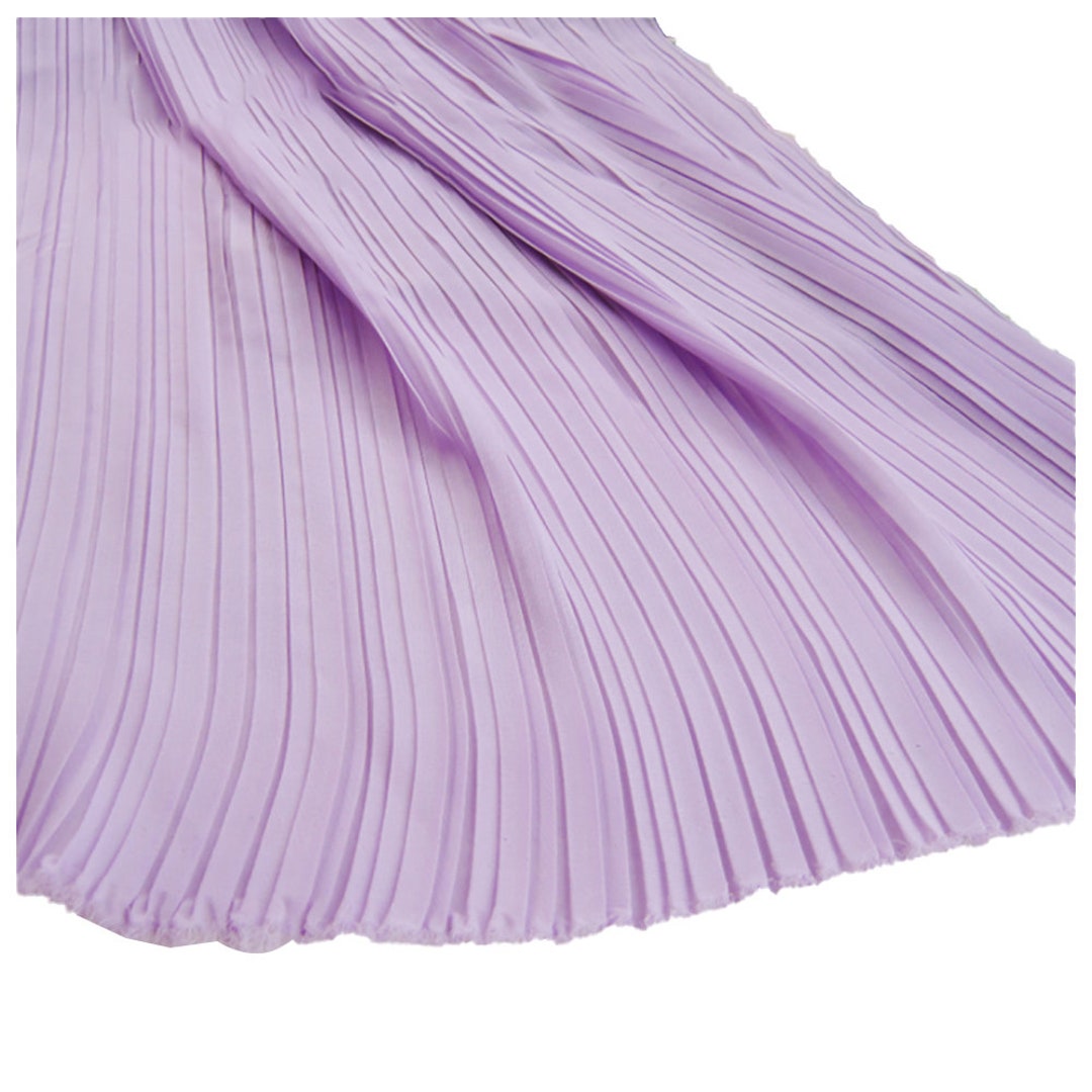 Light Purple Ruffled Pleated Chiffon Fabric Crumple Solid Dress Clothes ...