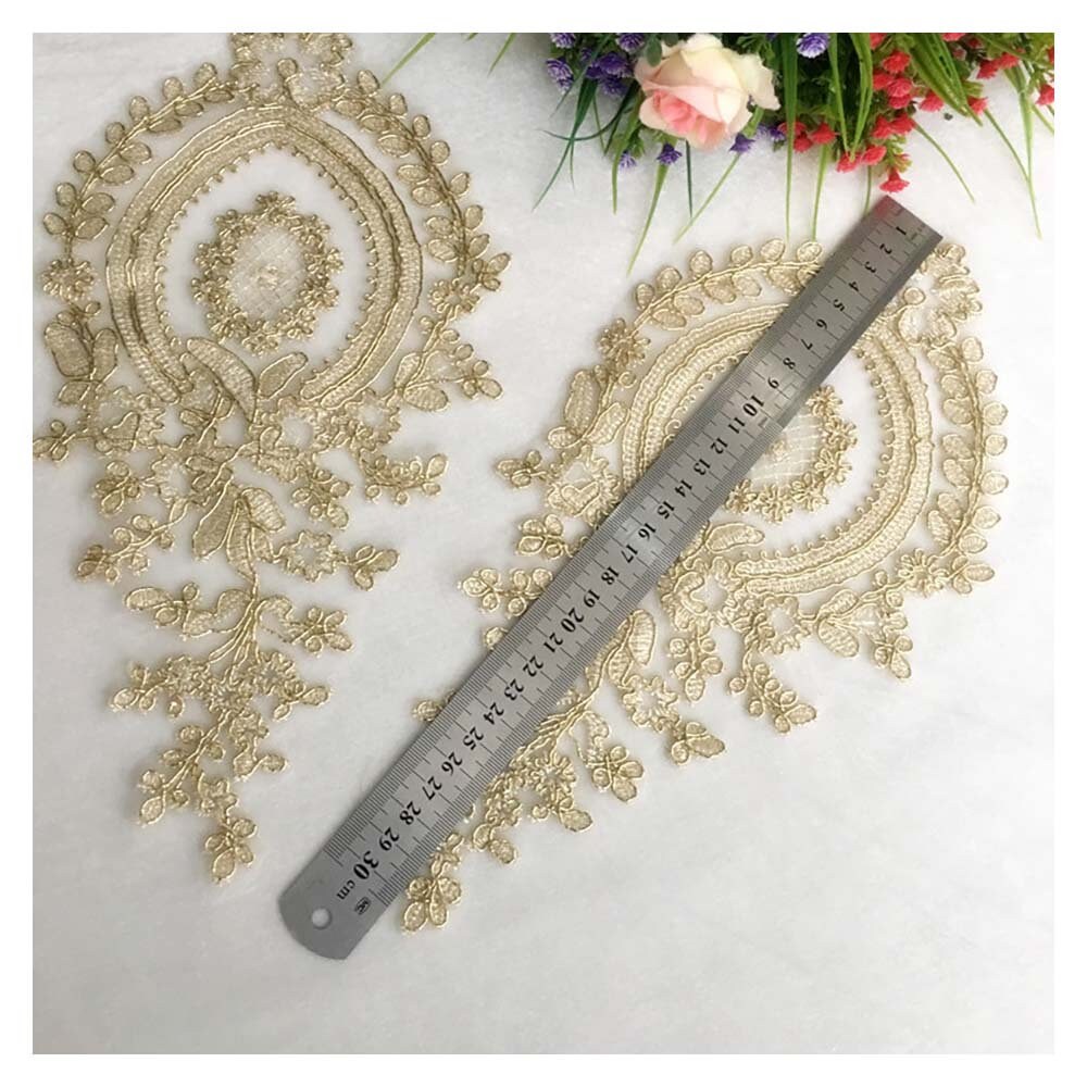 Gold Patches 10 PCS Bridal Wedding Embroidery Flower Appliques for ...