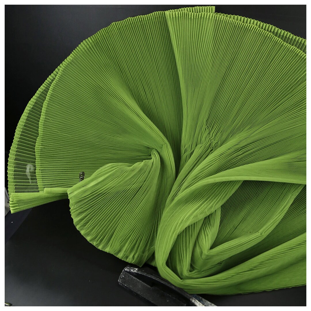 Avocado Green Organ Pleated Hard Mesh Fabric Plisse Fabric Accordion ...