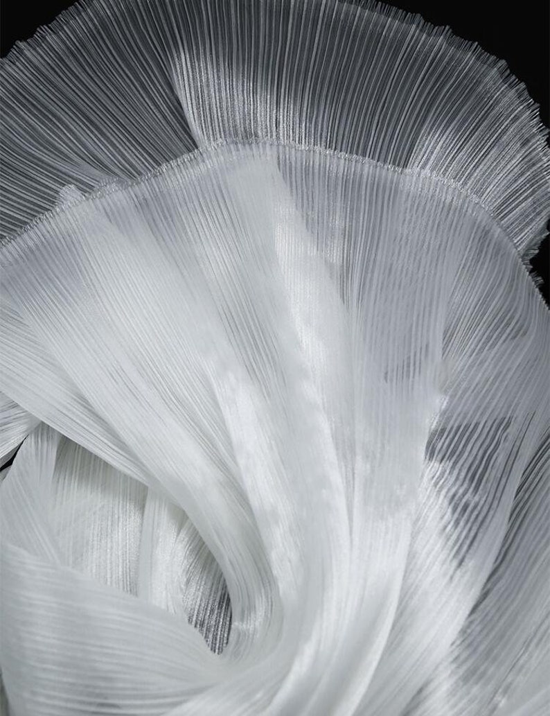 Ivory Pleated Organza Fabric Plisse Fabric Accordion Crimping Wrinkle ...