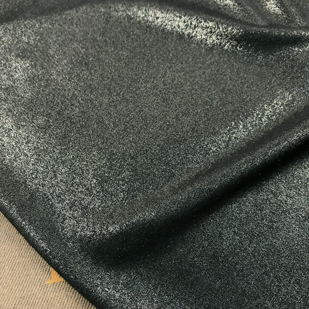 Black Elastic Fabric 1 Meter Shiny Stretch Fabric Glittery Metallic ...