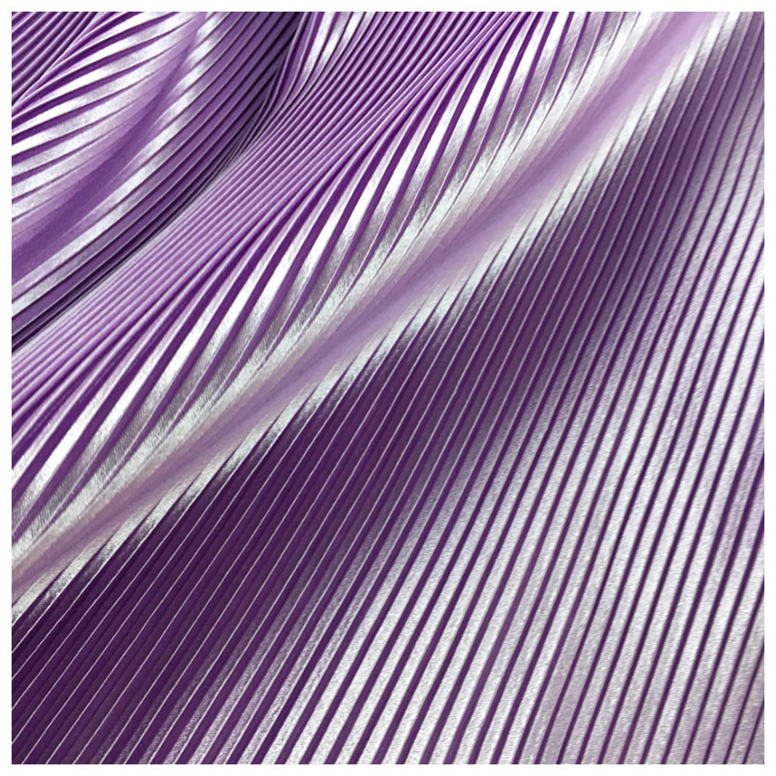 2 Meters 150cm 59.05" Width Light Purple Fine Stripe Crumple Accordion ...