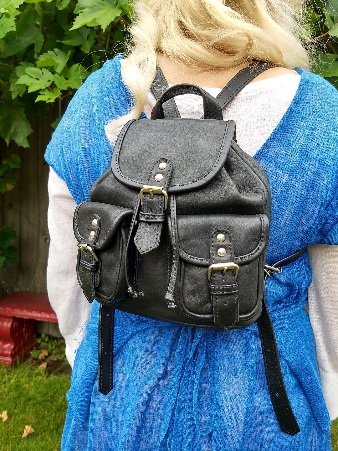 Handcrafted All-leather Backpack: Black, Handmade, Small, Durable. Eco ...