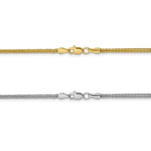 Wheat Link Chain Necklace in 14k Yellow or White Gold 0.80mm - Etsy