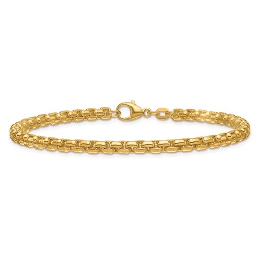 4.0mm 14K Yellow Gold Round Box Chain Bracelet 7.5" or 8" Made in ...