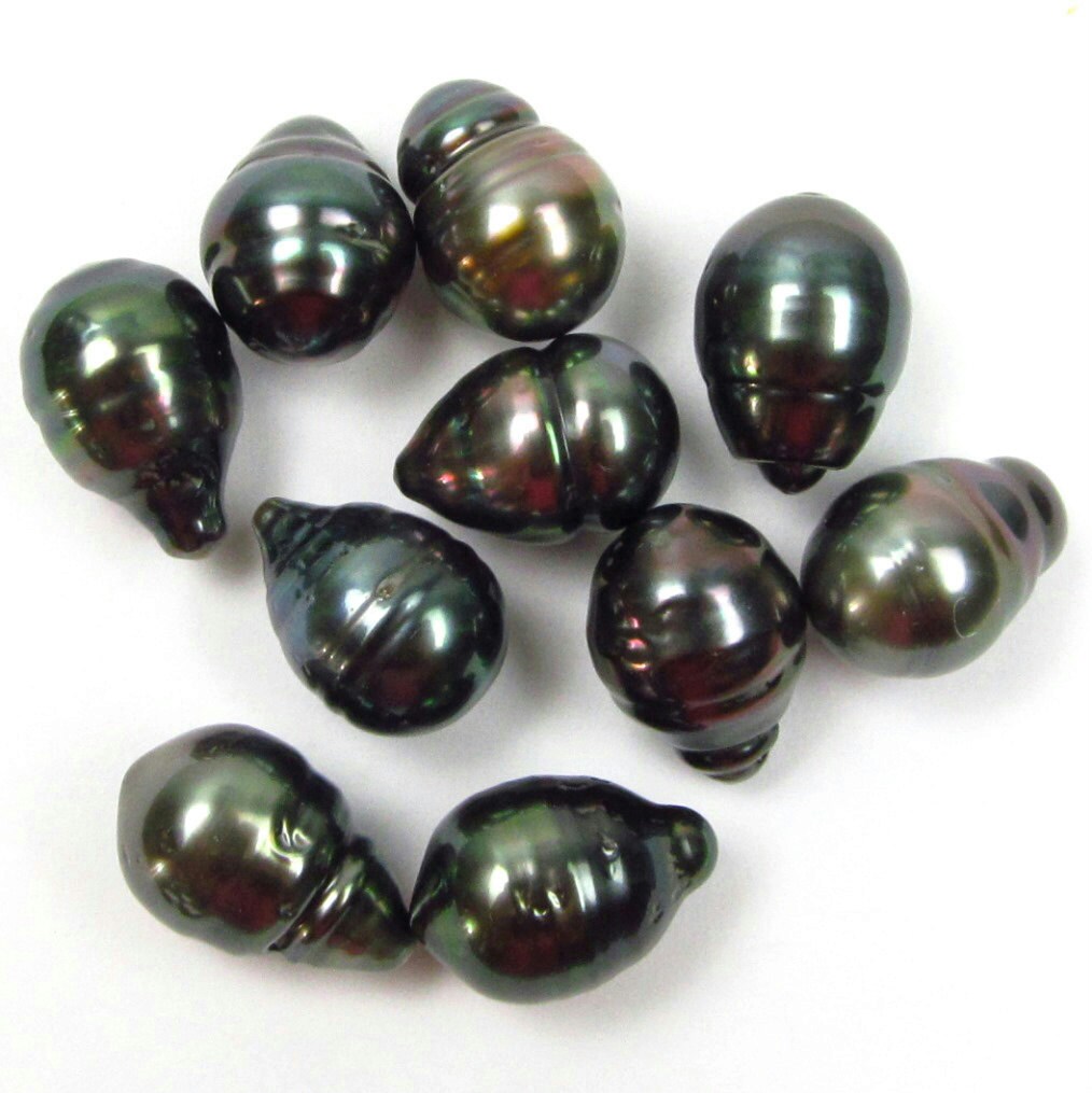 10 Pcs 10-11mm Long Tear Drop Loose Tahitian Black Pearl W/ - Etsy