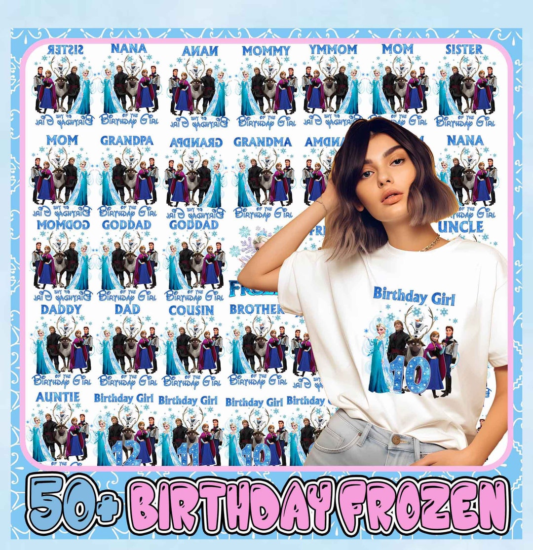 Elsa and Anna Birthday Princess Png, Frozen Birthday Numbers PNG Bundle ...