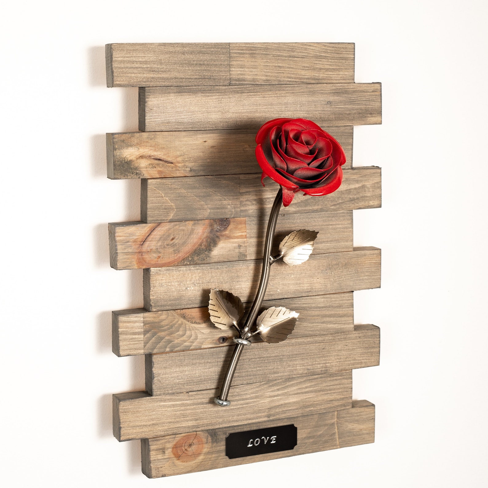 Personalized Gift Framed Red Metal Rose for Iron 6th | Etsy