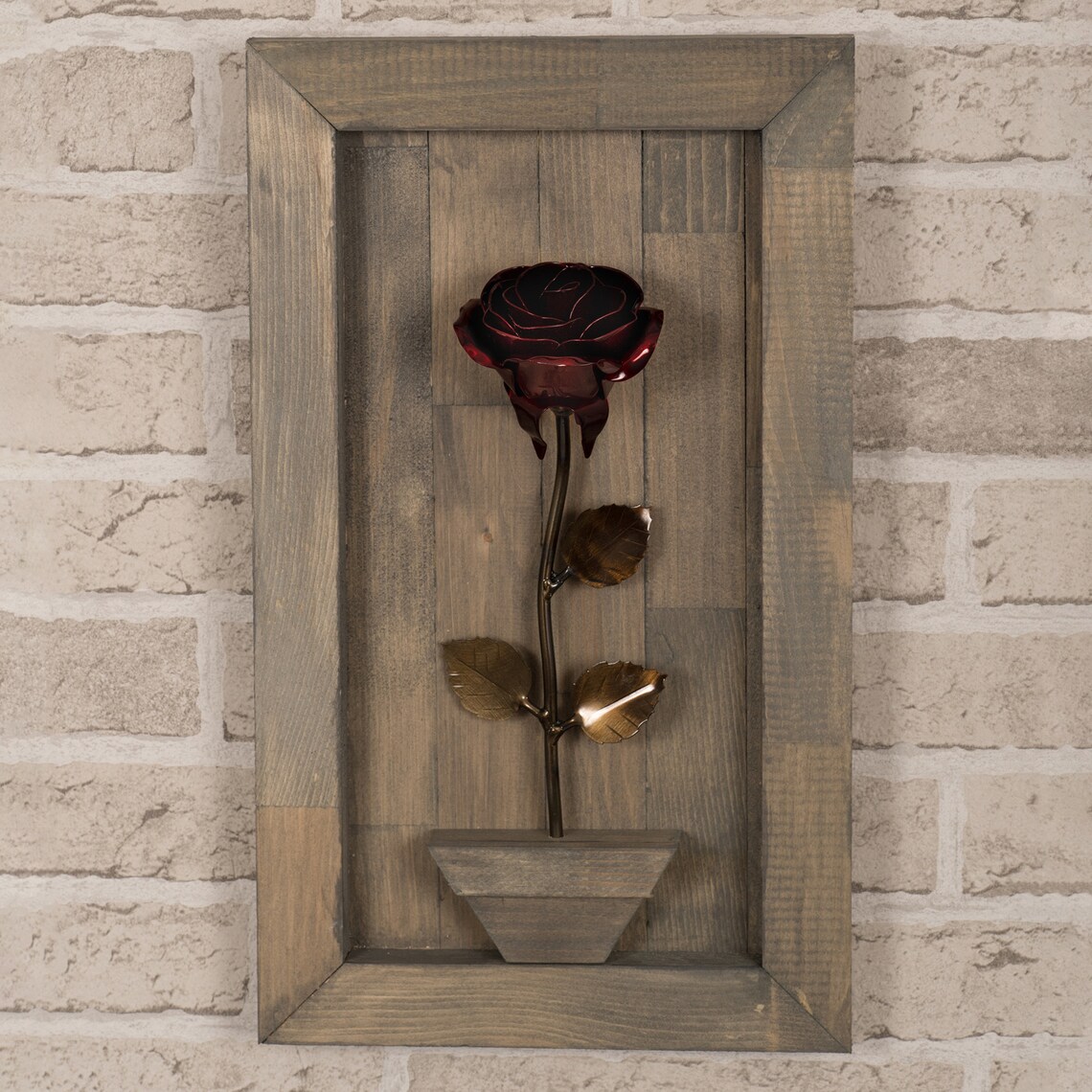 Personalized Gift Framed Red Metal Rose for Wood 5th - Etsy