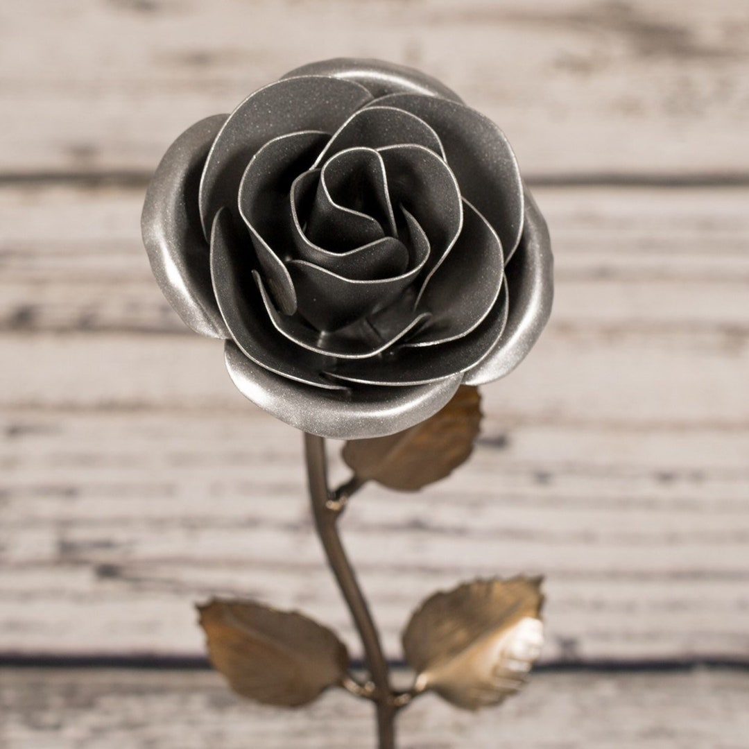 Personalized Gift - Silver Steel Metal Rose for 11th Anniversary or ...