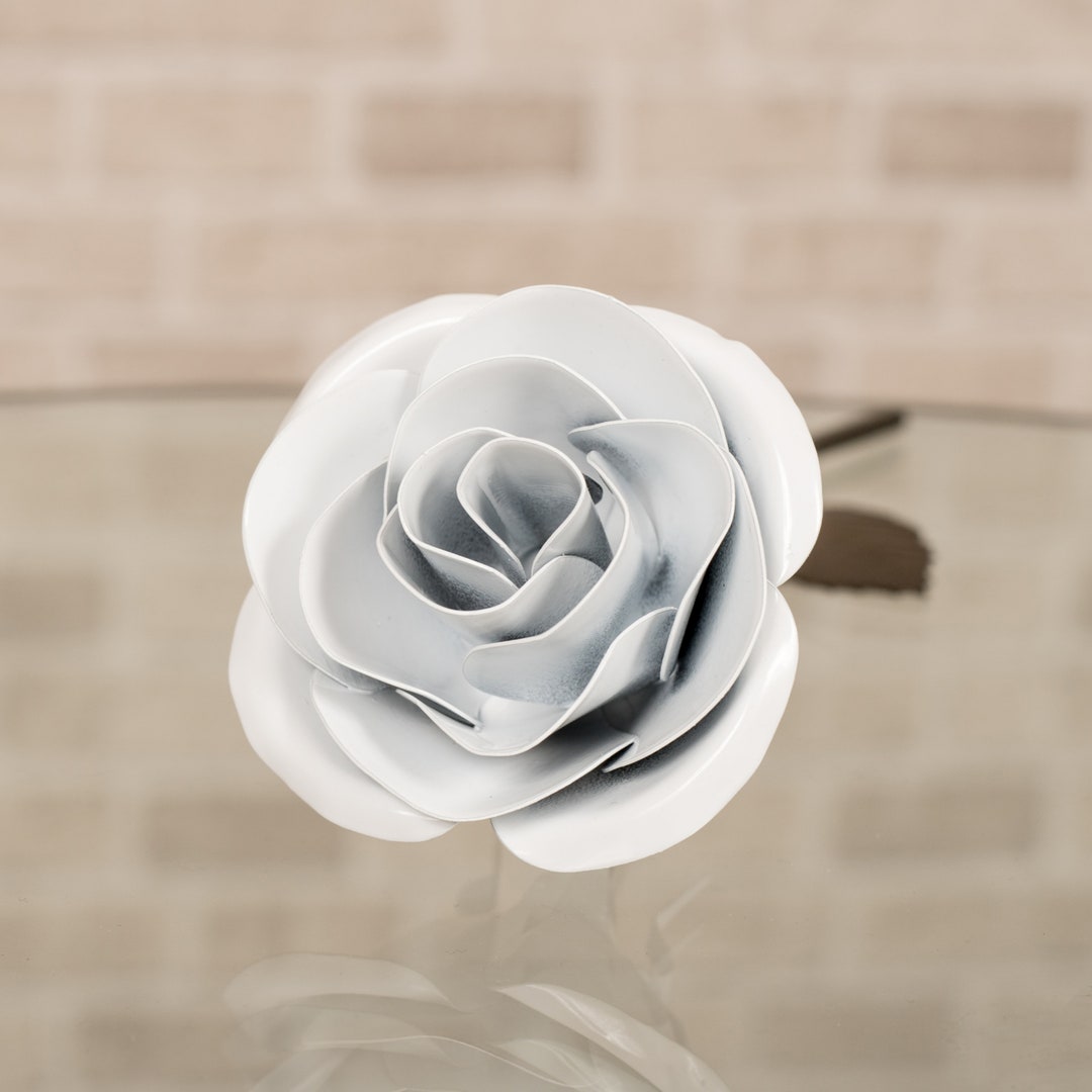 Personalized Gift Hand-forged Wrought Iron White Metal Rose - Etsy