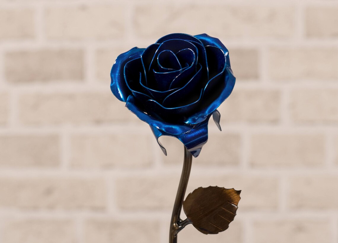 Personalized Gift Framed Blue Metal Rose for Iron 6th - Etsy